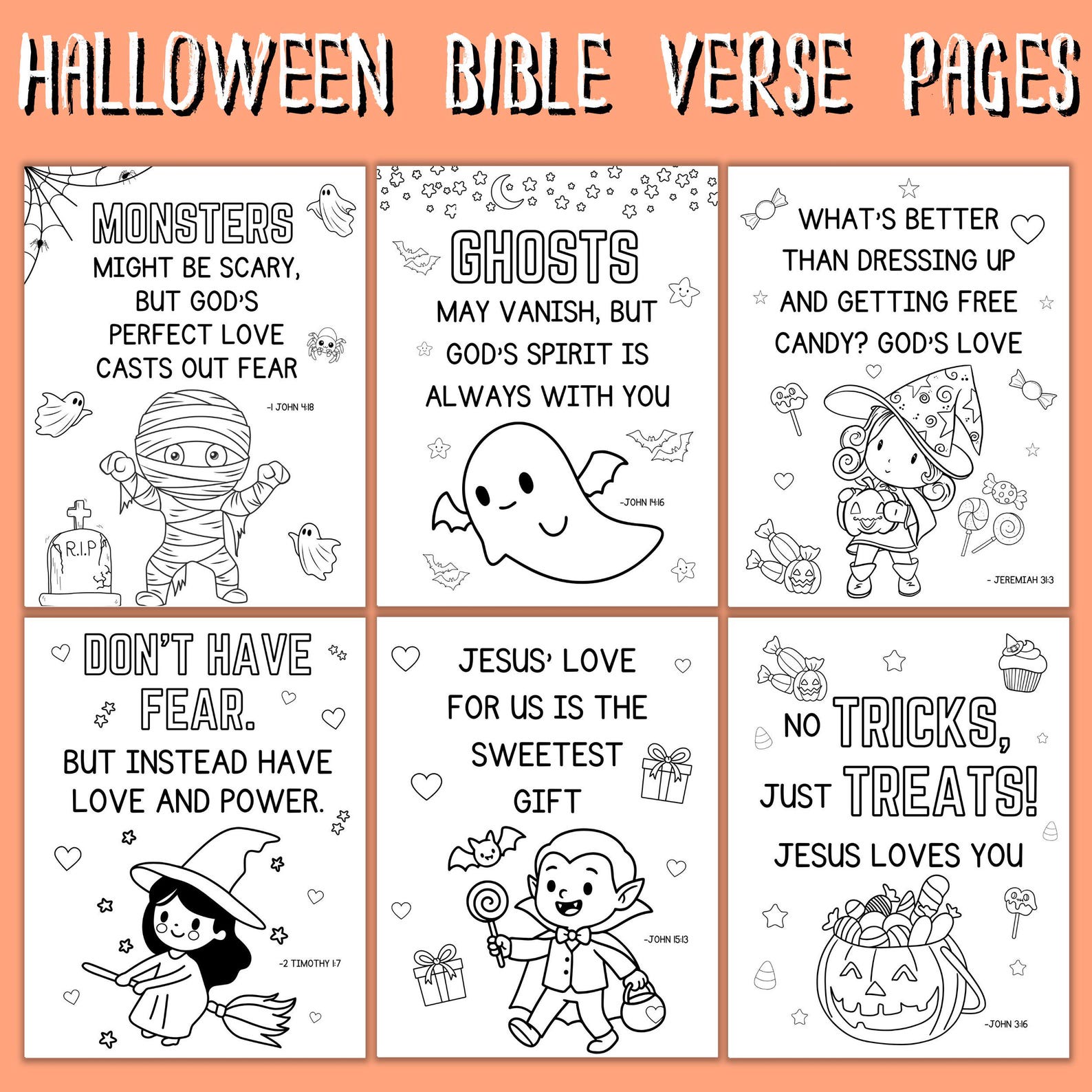 Christian Halloween Bible Verse Coloring Pages | Printable Scripture ...