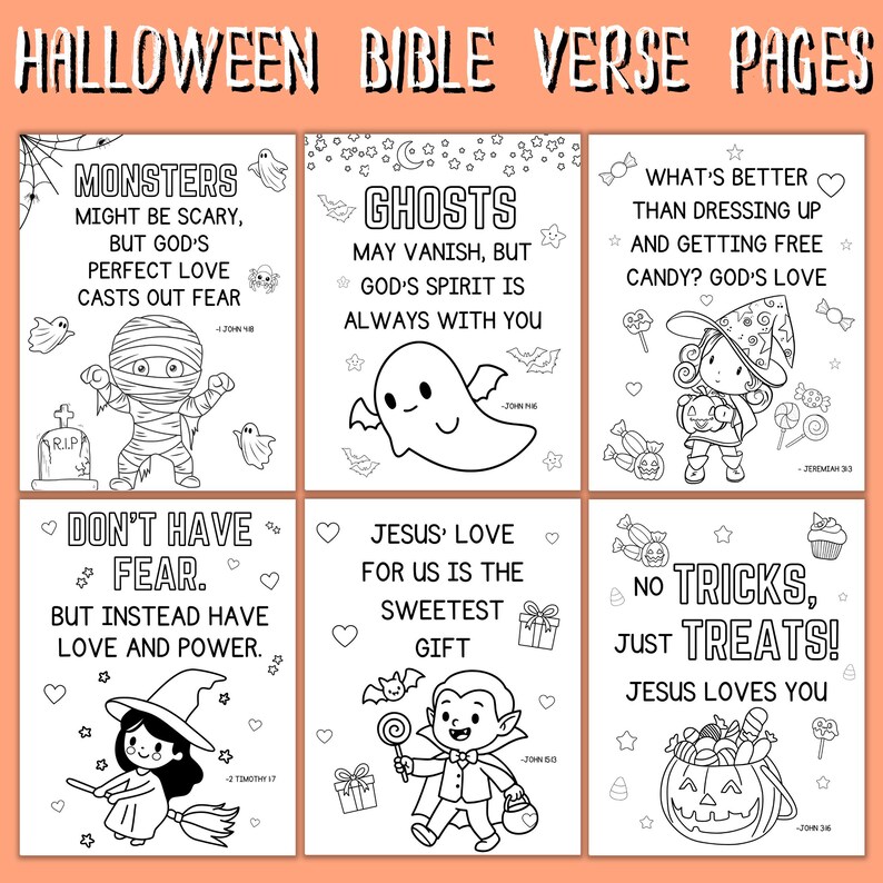 Christian Halloween Bible Verse Coloring Pages | Printable Scripture ...
