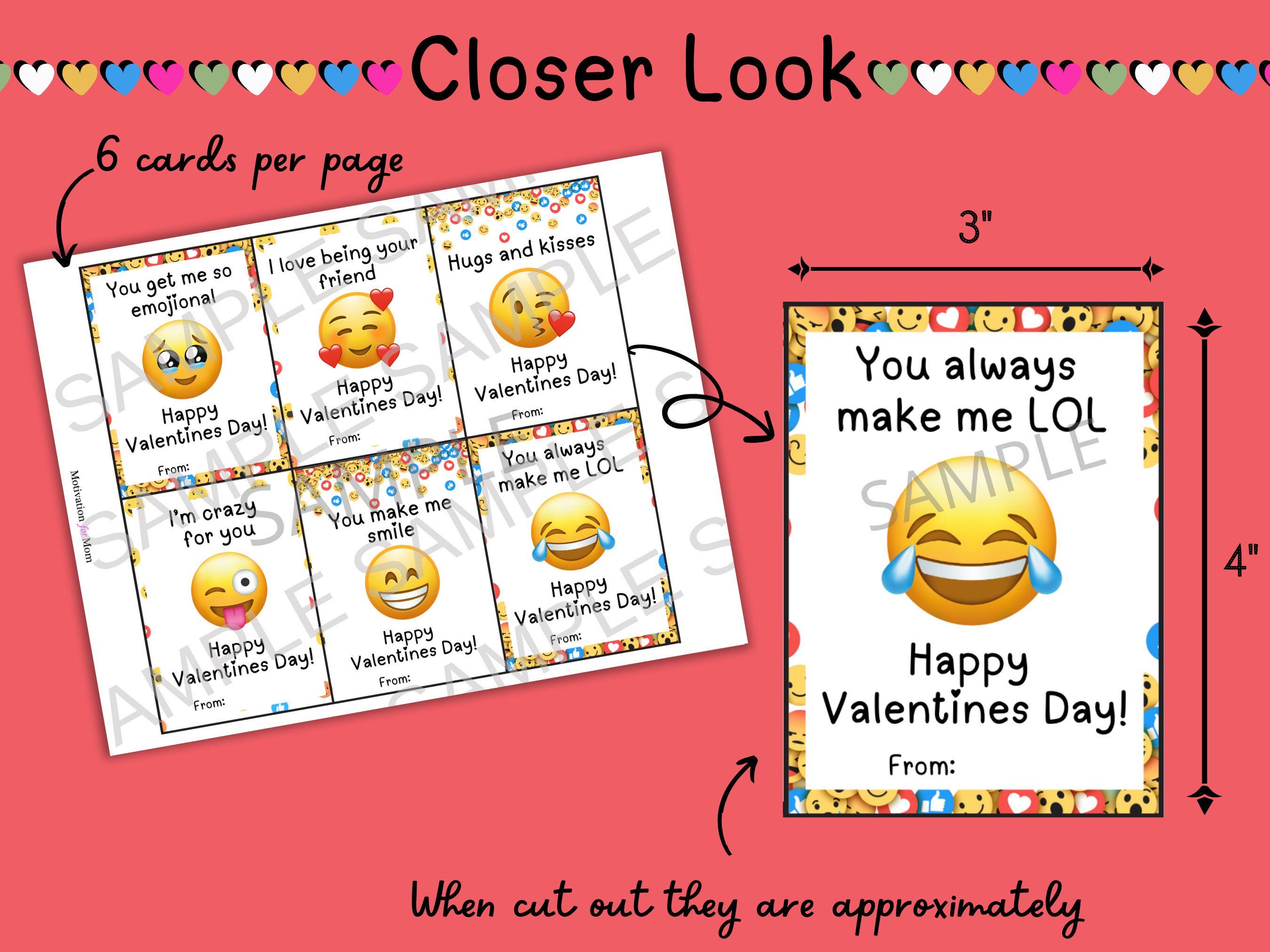 Printable Emoji Valentine Cards | Emoji Themed Valentines Day Card ...