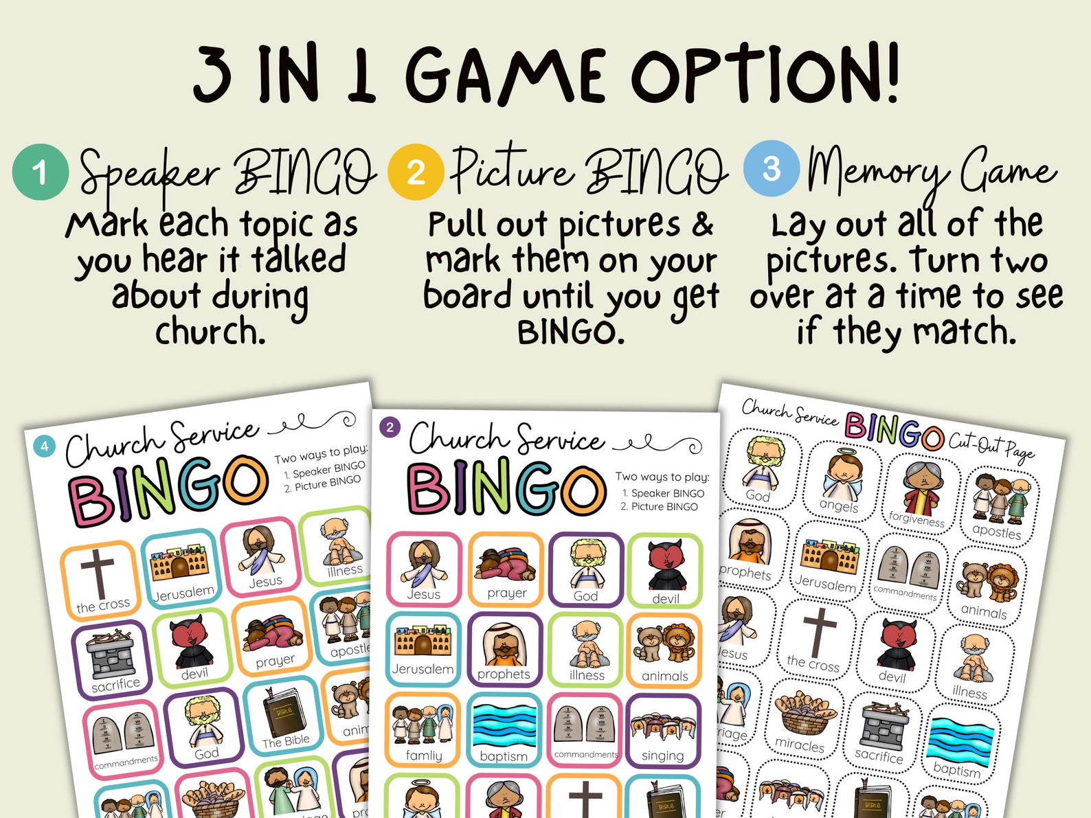 Bible Bingo | Printable Church Bingo | Bible Games for Kids | Printable ...
