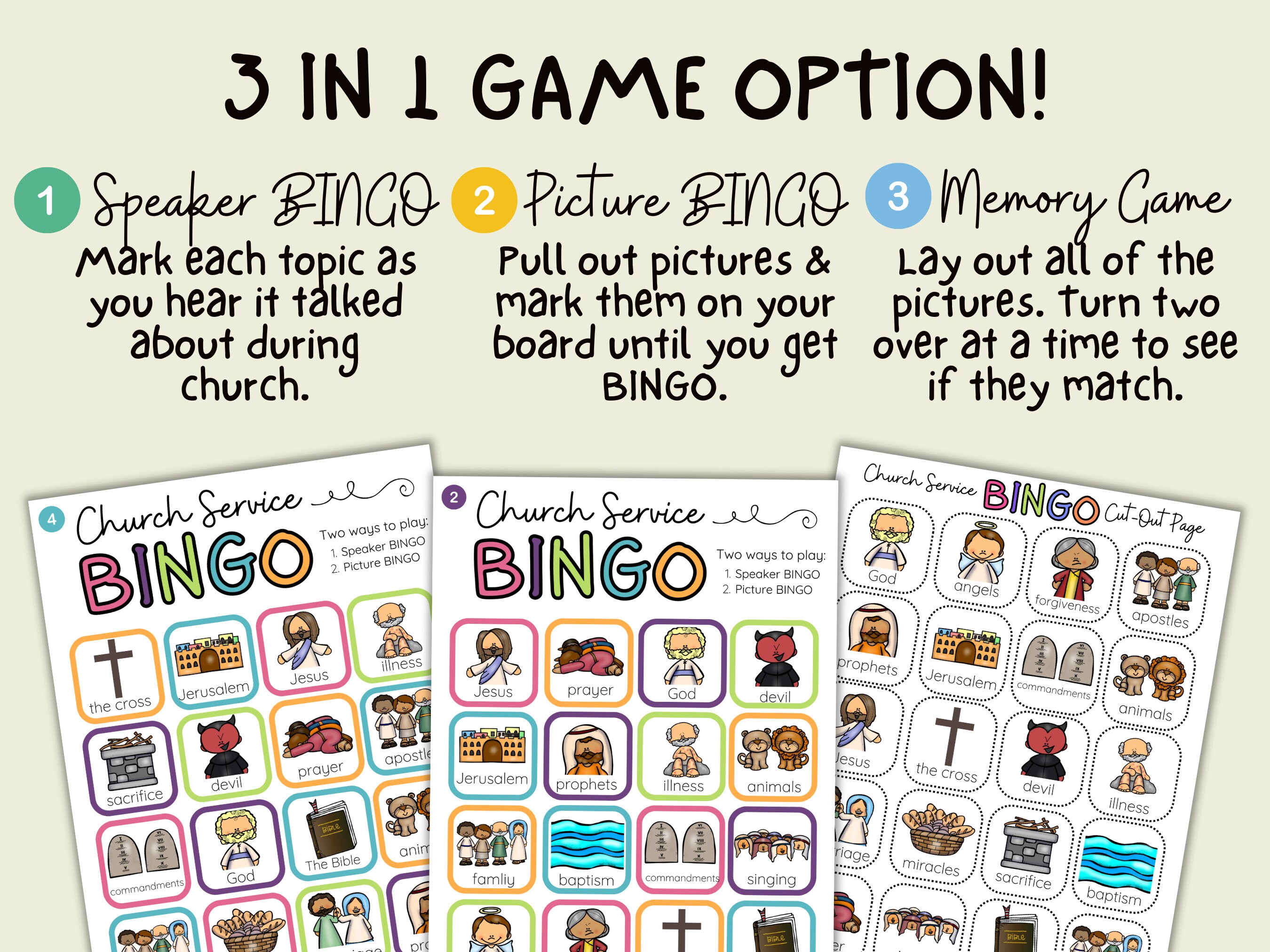 Bible Bingo | Printable Church Bingo | Bible Games for Kids | Printable ...