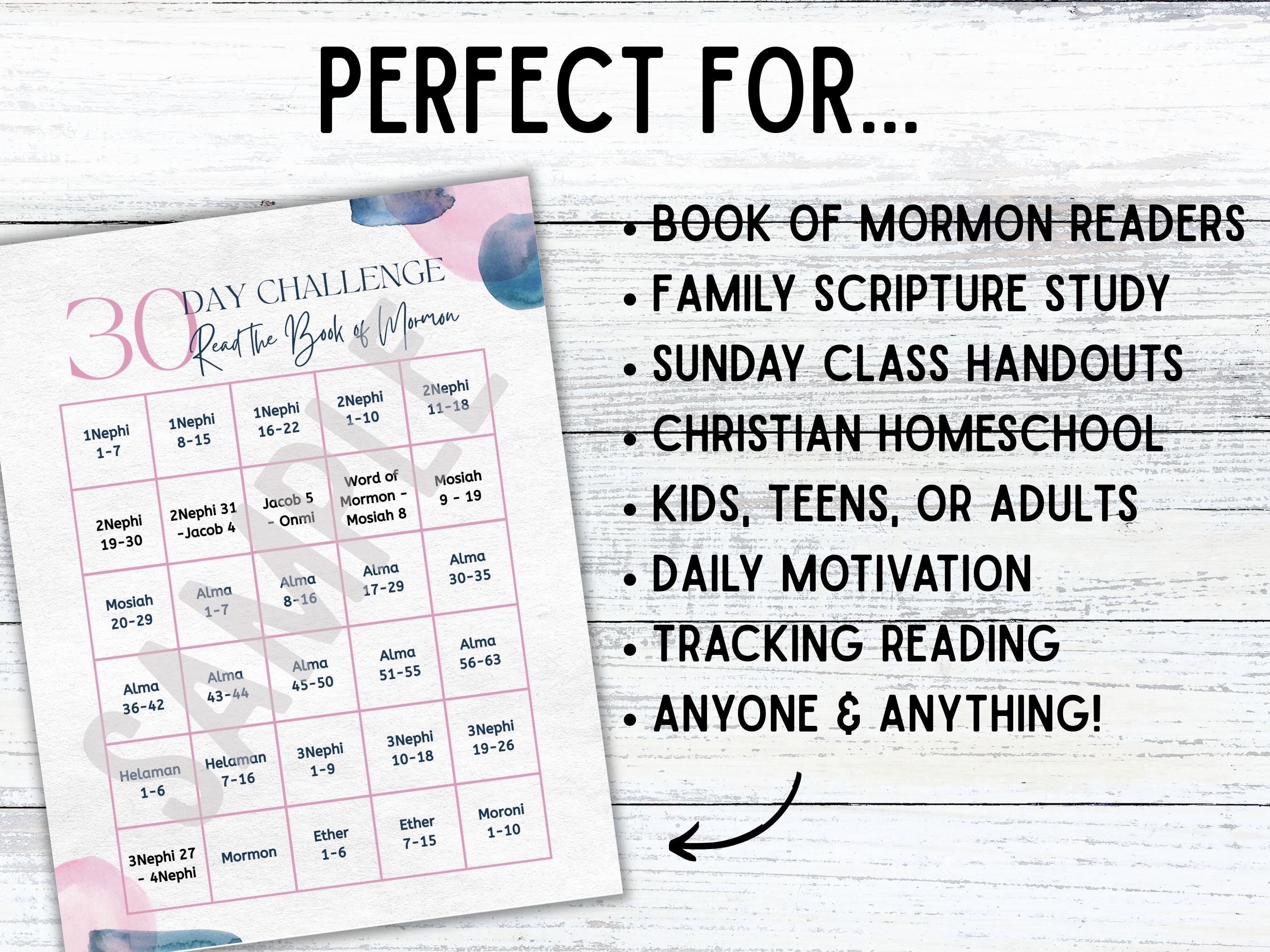 30 Day Book of Mormon Reading Chart | Printable Reading Chart | LDS ...