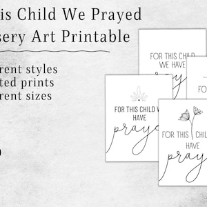 For This Child We Have Prayed Nursery Art Printable | Nursery Wall Art ...