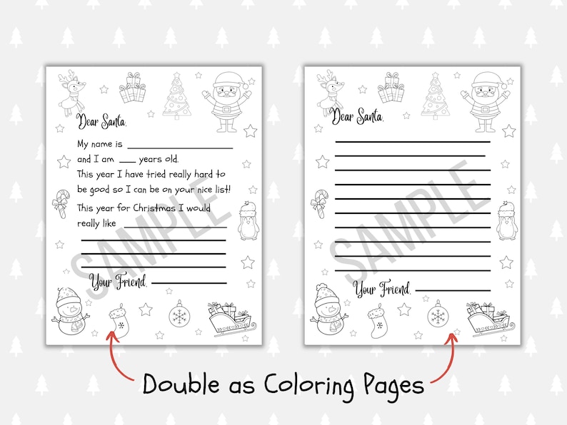 Kids Letter to Santa Bundle Printable Kids Christmas Letter to Santa ...