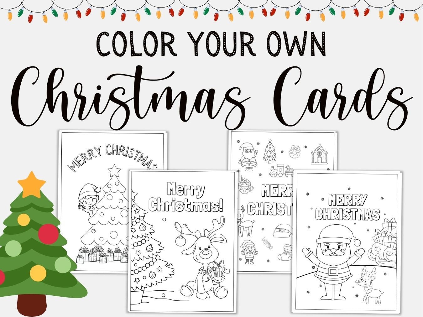 Christmas Card Coloring Pages for Kids | Printable Coloring Cards | DIY ...