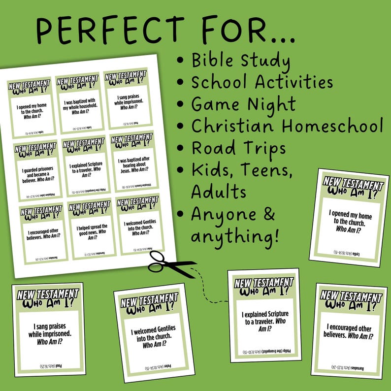 Who Am I Bible Game Printable | New Testament Versions | 99 Christian ...