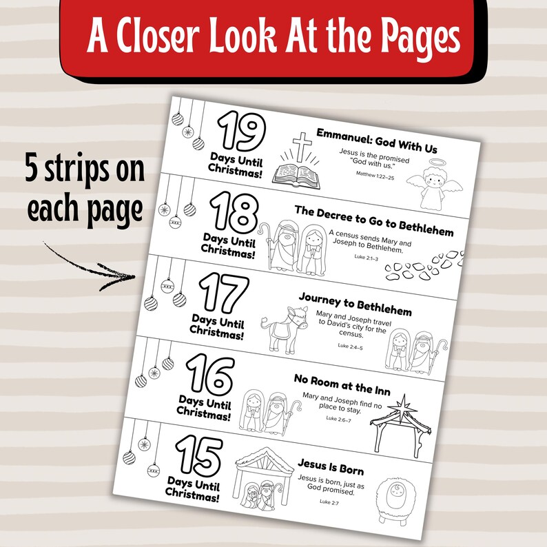 Printable Christian Advent Calendar Paper Chain | 25-day Nativity Story ...