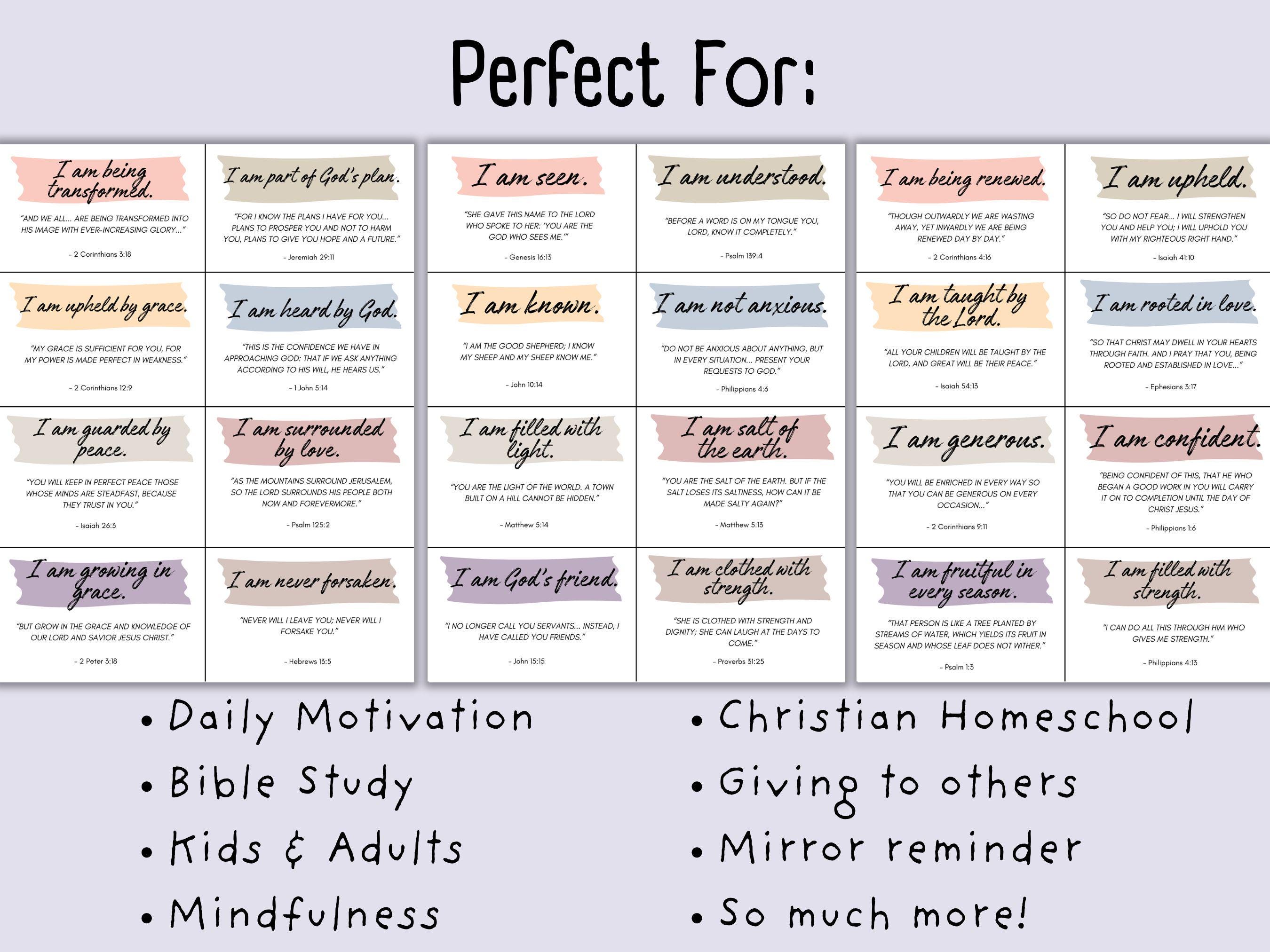50+ Printable Christian Affirmation Cards | Bible Verse Encouragement ...