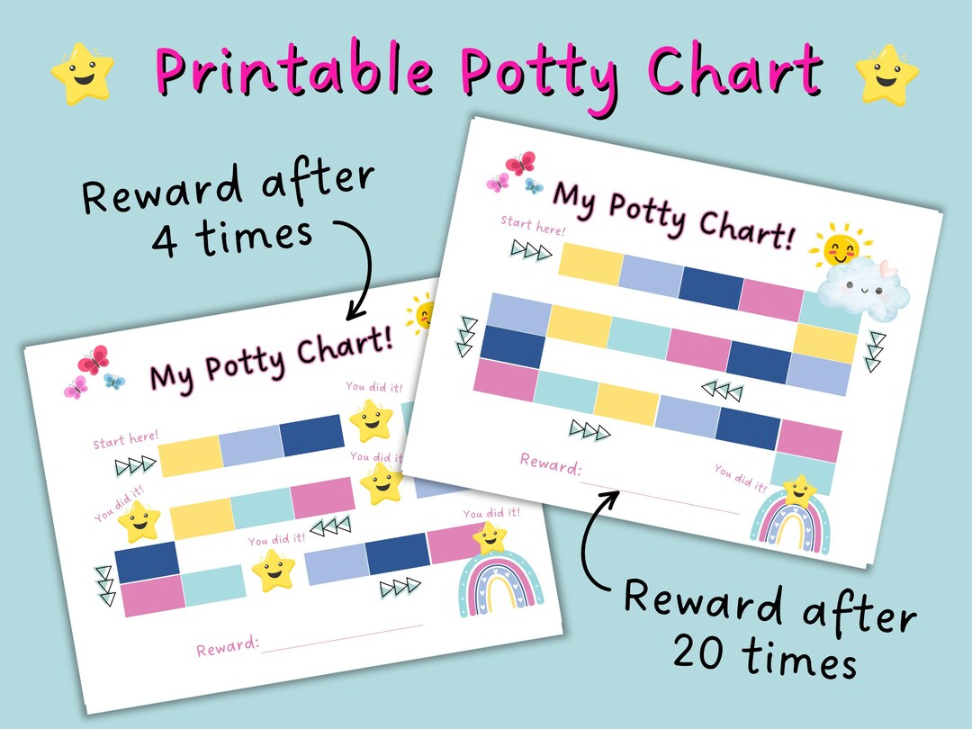 Printable Potty Training Chart | Toddler Potty Chart for Girls | Potty ...