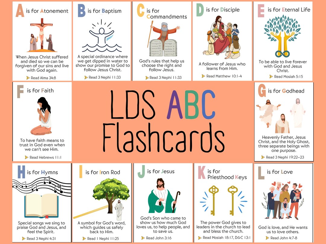Printable ABC Scripture Cards for Kids LDS | Alphabet LDS Flashcards ...