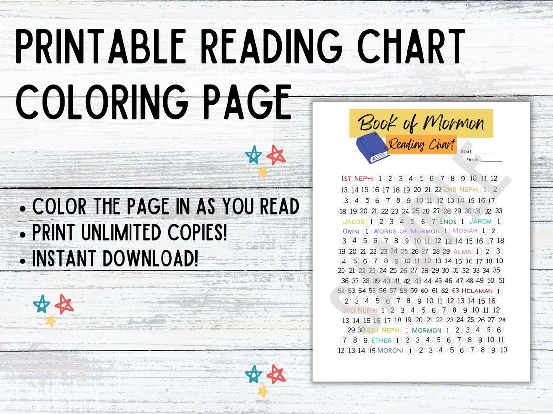 Printable Book of Mormon Reading Chart Printable Reading Chart LDS ...