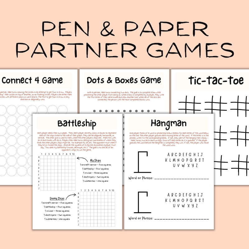Paper Pen Games - Etsy