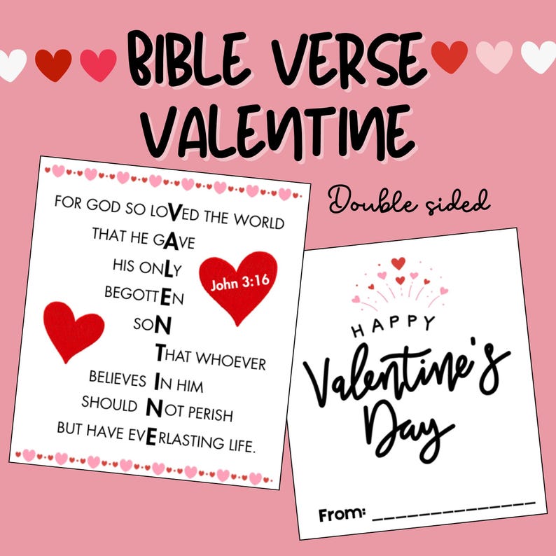 Printable Bible Verse Valentines for Kids | John 3:16 Valentine Cards ...