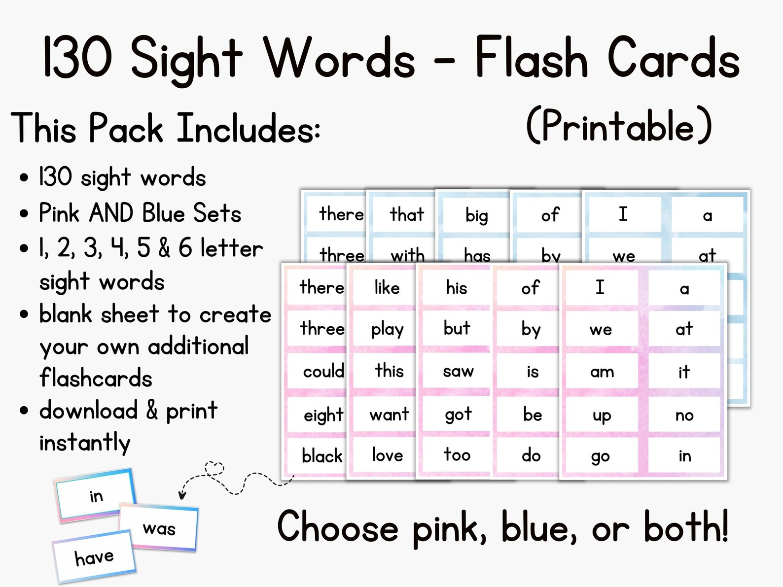 Sight Word Flashcards Printable Flashcards for Kids Kids Learning ...