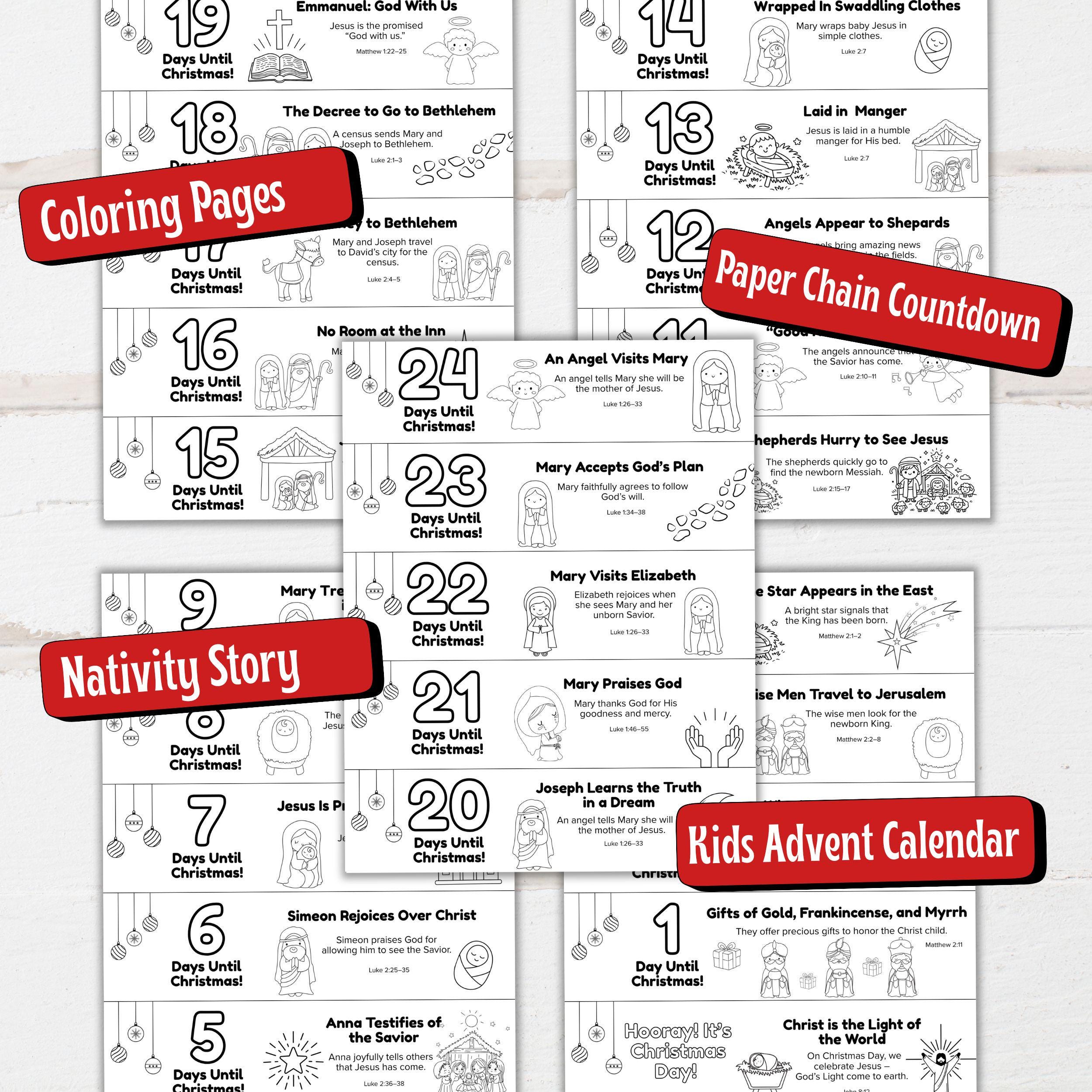 Printable Christian Advent Calendar Paper Chain | 25-day Nativity Story ...
