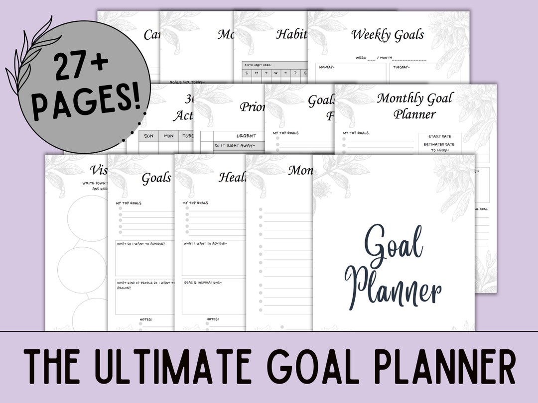 Printable Goal Planner Bundle | Daily, Weekly, Monthly Goal Pages | New ...