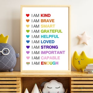 Positive Affirmations for Kids | I Am Affirmations Poster ...