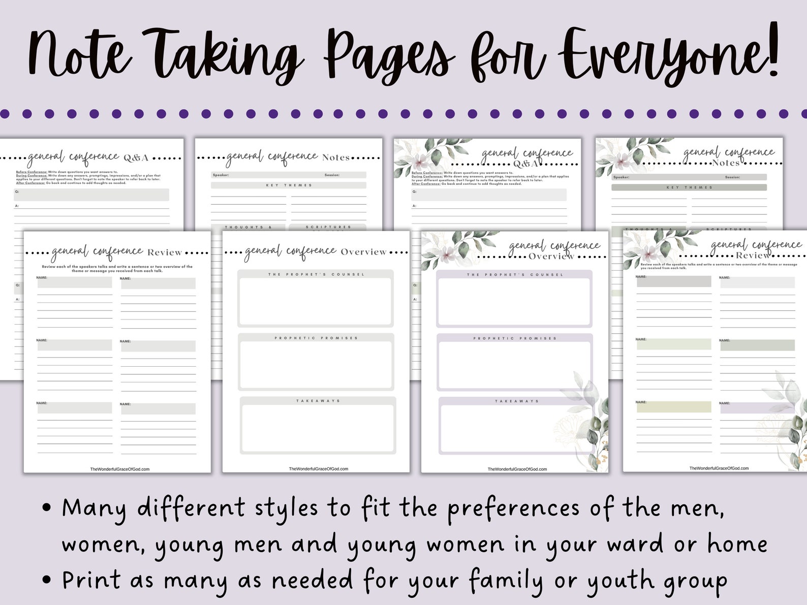 General Conference Adult Activity Pages | Notetaking Pages for Moms ...