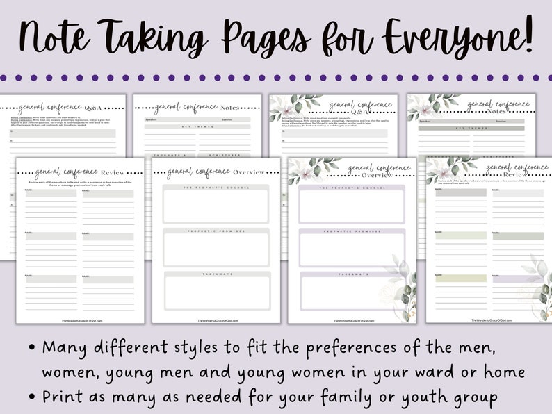 General Conference Adult Activity Pages | Notetaking Pages for Moms | Oct 2025 General ...