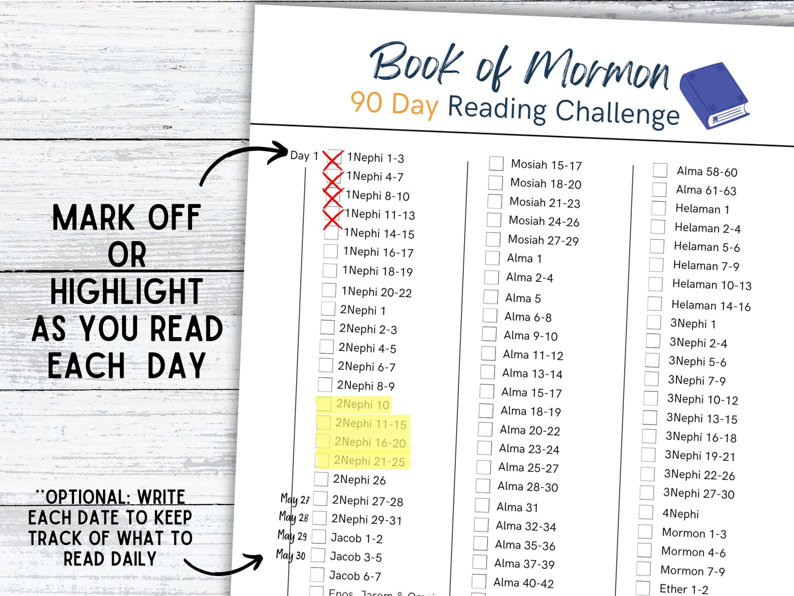 90 Day Book of Mormon Reading Chart | Printable Reading Chart | LDS ...