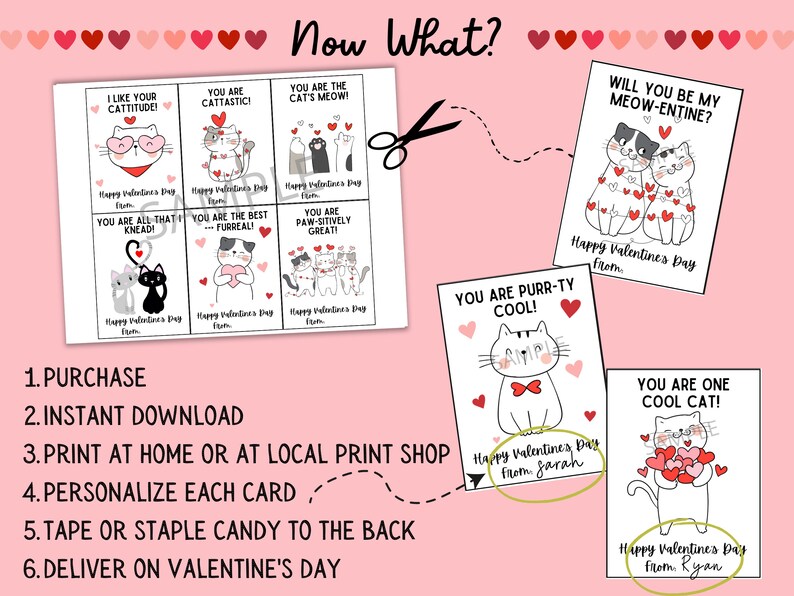 Cute Cat Valentines Day Cards | Printable Cat Valentines for Kids ...