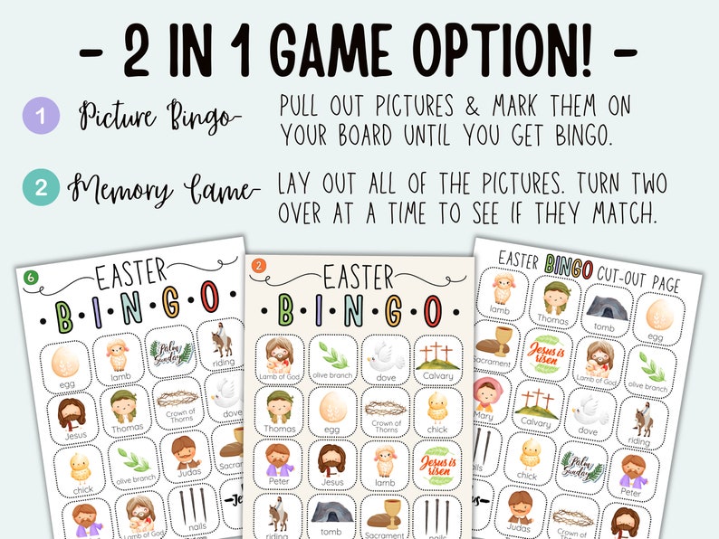 Easter Bingo | Printable Church Bingo | Bible Games for Kids ...