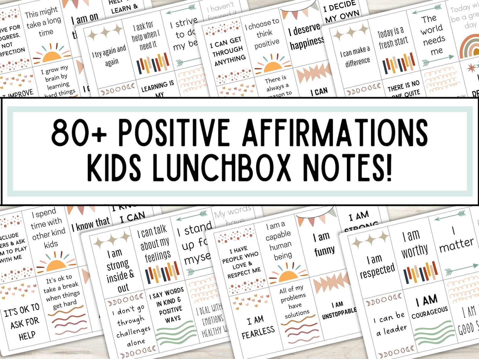 Kids Positive Affirmation Lunchbox Notes Printable Childrens