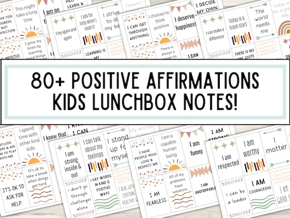 Kids Positive Affirmation Lunchbox Notes Printable Childrens - Etsy