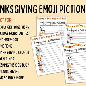 Emoji Pictionary Thanksgiving Party Game | Holiday Emoji Quiz ...