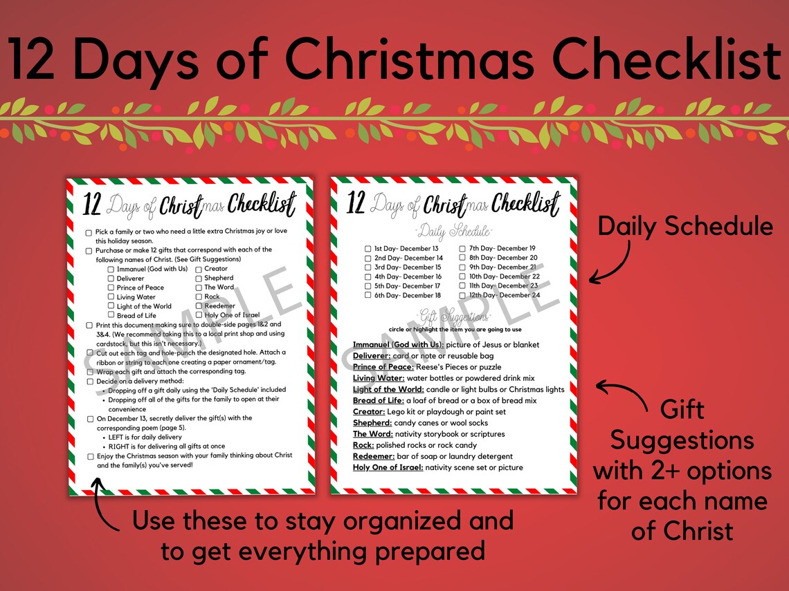 12 Days of Christmas Gift Tags | Twelve Days of Christmas Printable ...