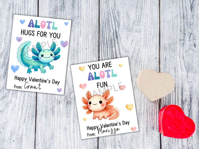 Axolotl Valentine's Printable | Super Cute Axolotl Themed Valentine ...