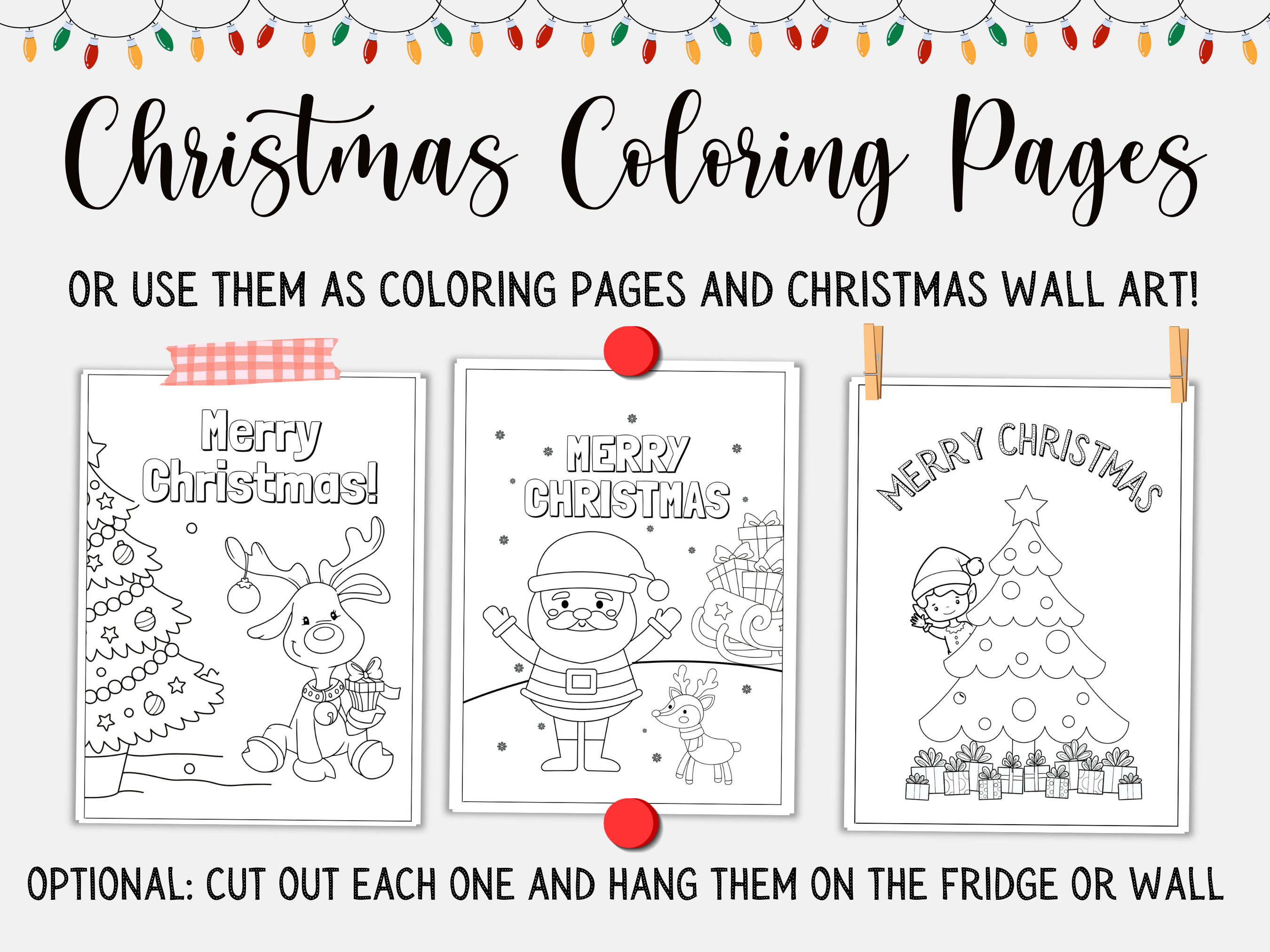 Christmas Card Coloring Pages for Kids | Printable Coloring Cards | DIY ...
