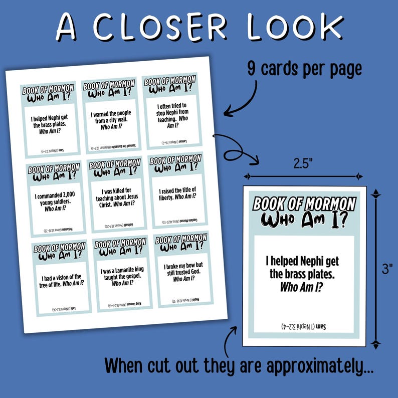 Book of Mormon Who Am I Game Printable | 50+ LDS Scripture Guessing ...