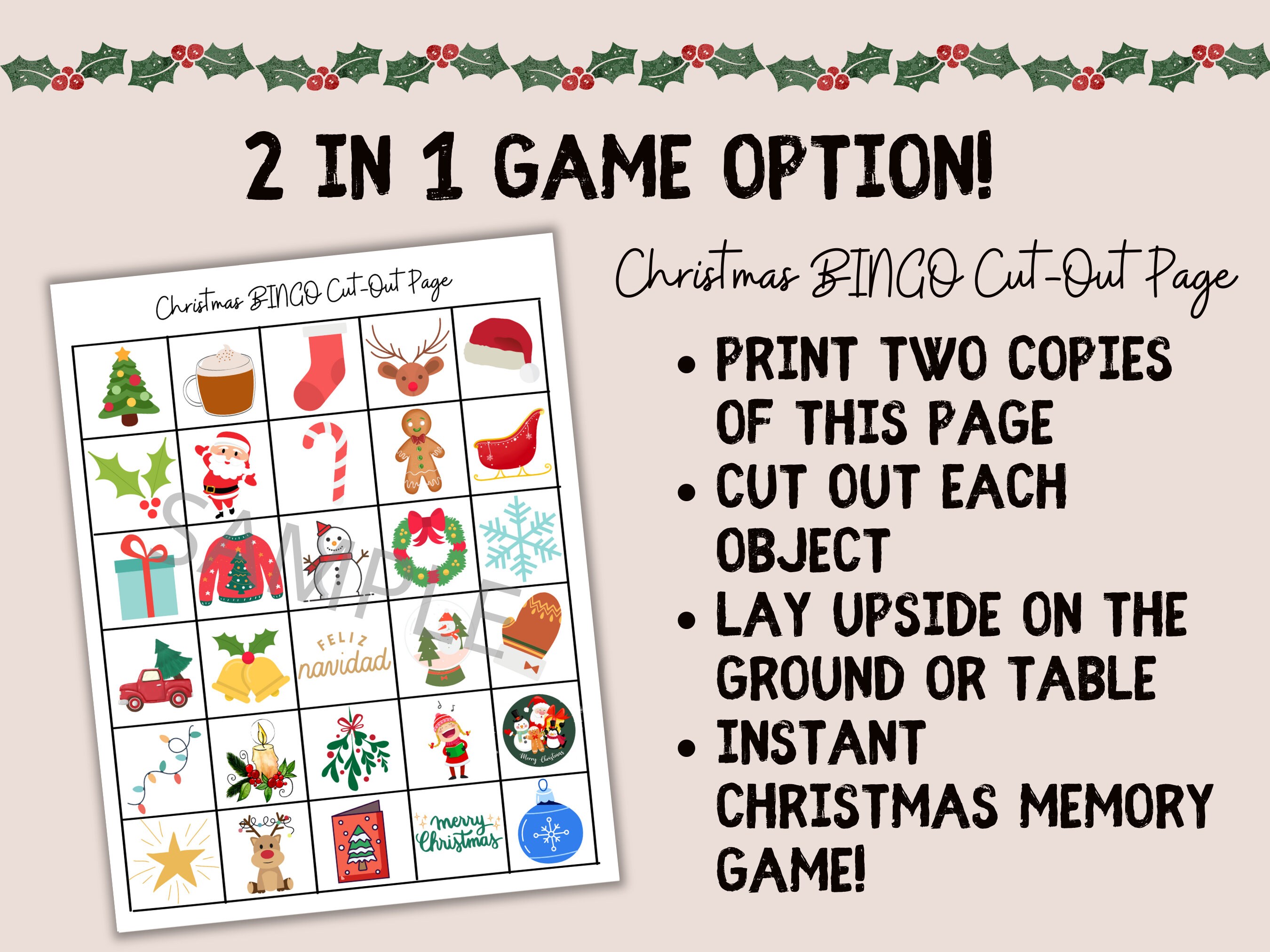 Christmas Bingo Printable Kids Christmas Activity Christmas Bingo Game ...