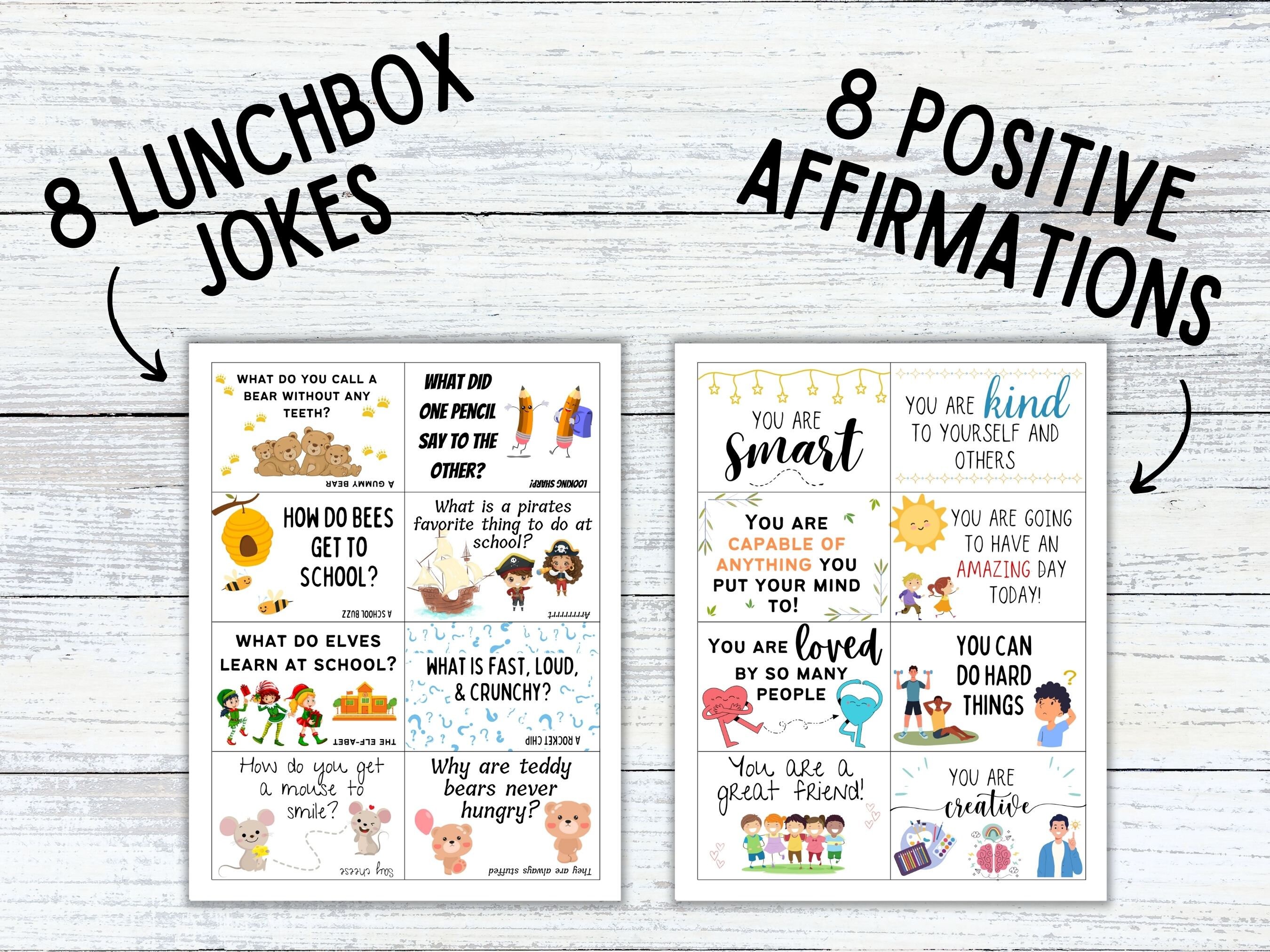 Kids Lunchbox Notes Printable Lunchbox Jokes for Kids Positive ...