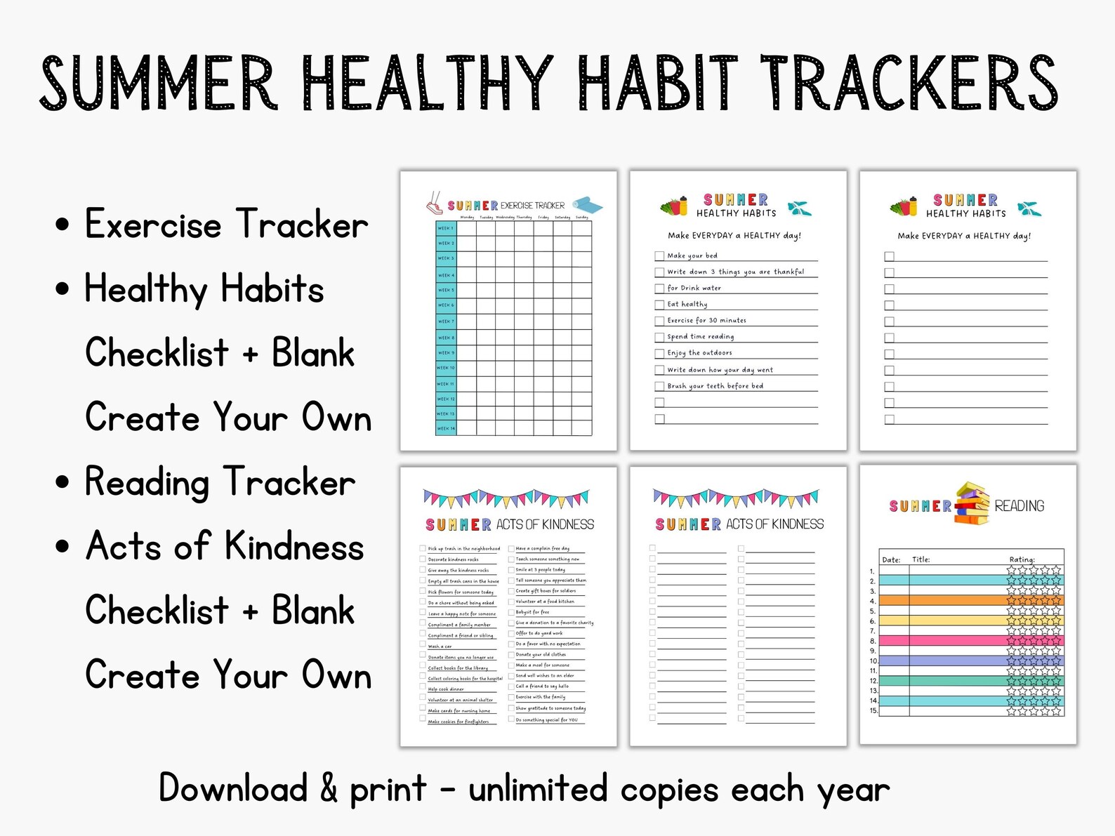 Kids Summer Planner Printables Summer Checklist Activity - Etsy
