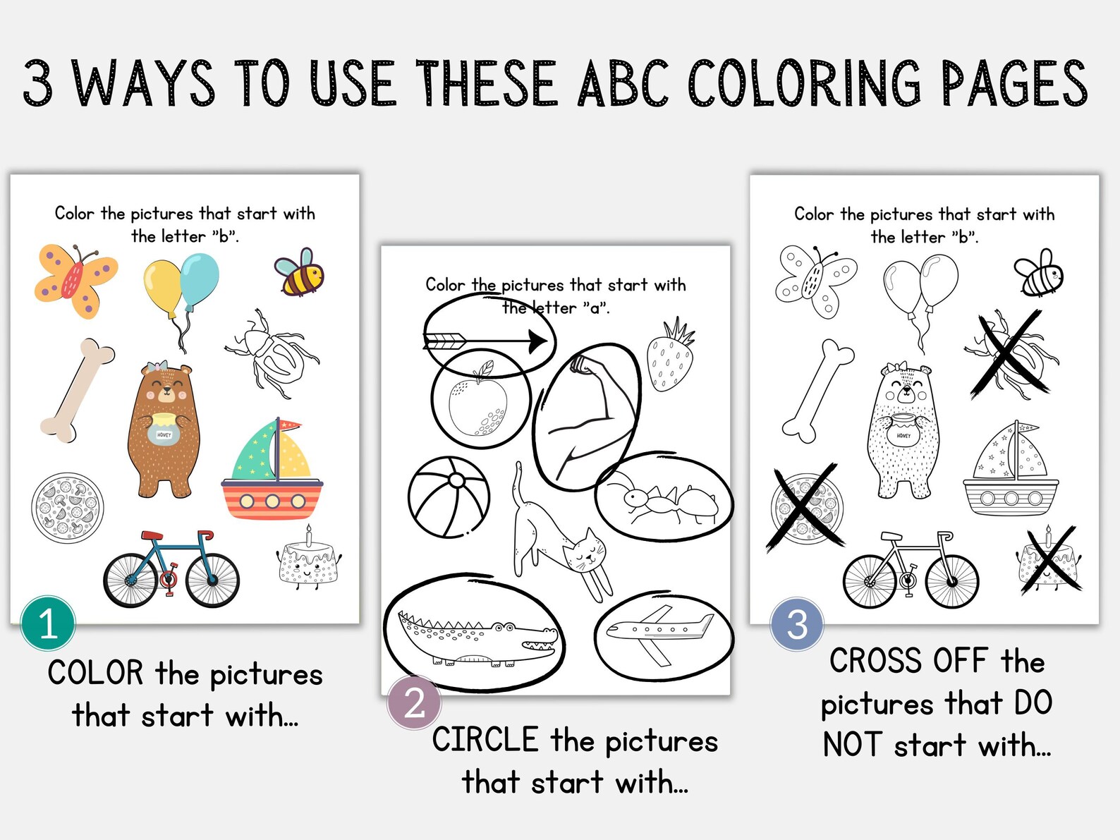 Alphabet Practice Worksheets Bundle ABC Reading Writing Kids Learning ...