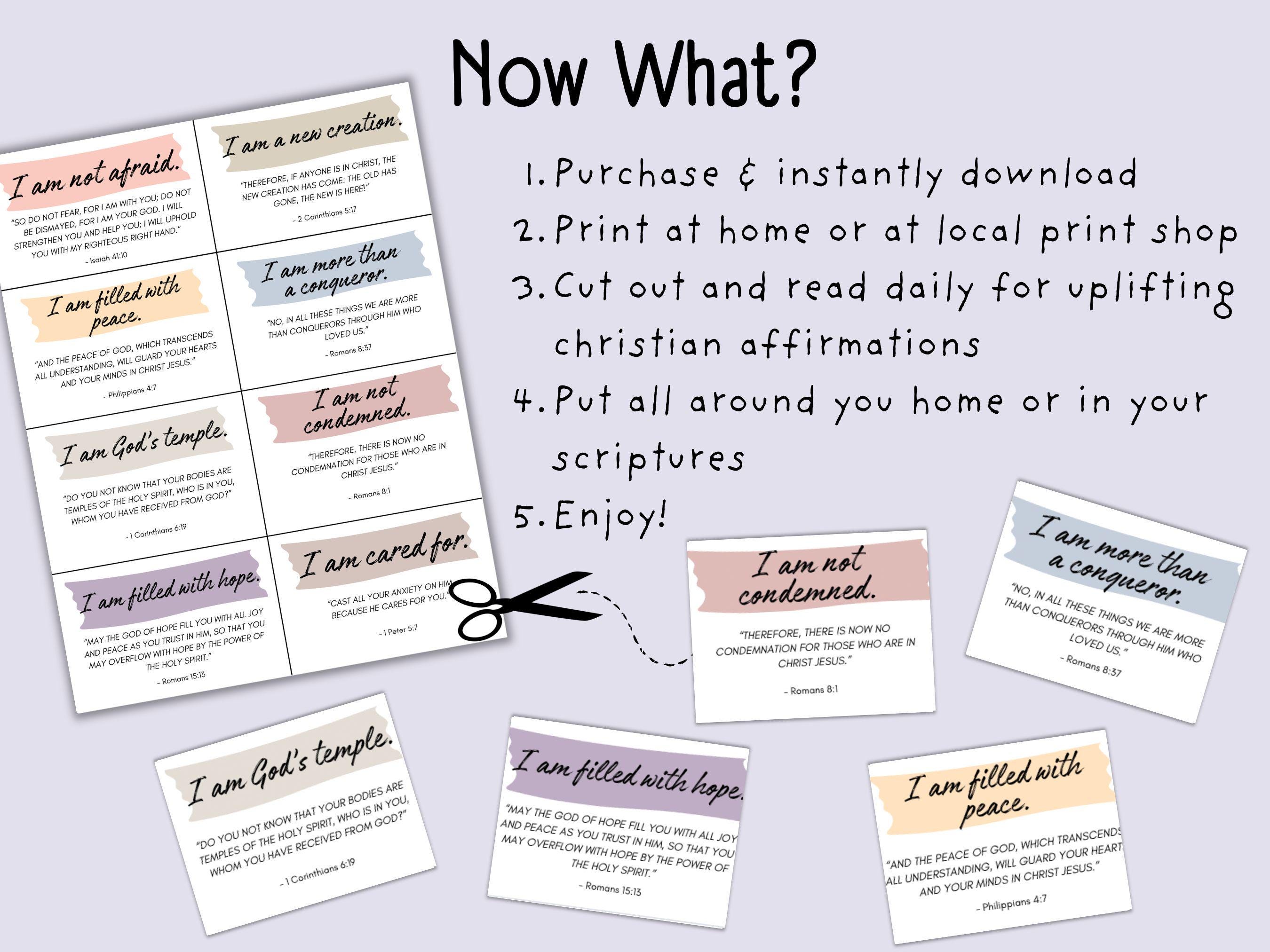 50+ Printable Christian Affirmation Cards | Bible Verse Encouragement ...