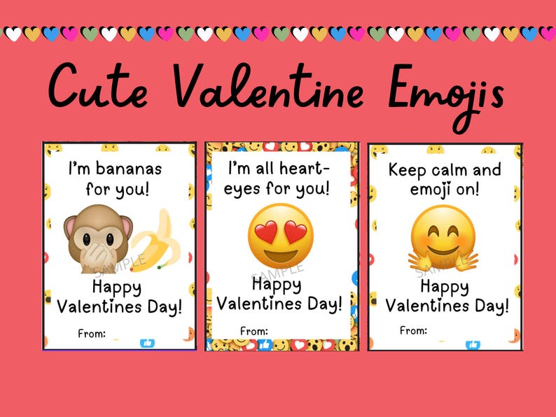 Printable Emoji Valentine Cards | Emoji Themed Valentines Day Card ...