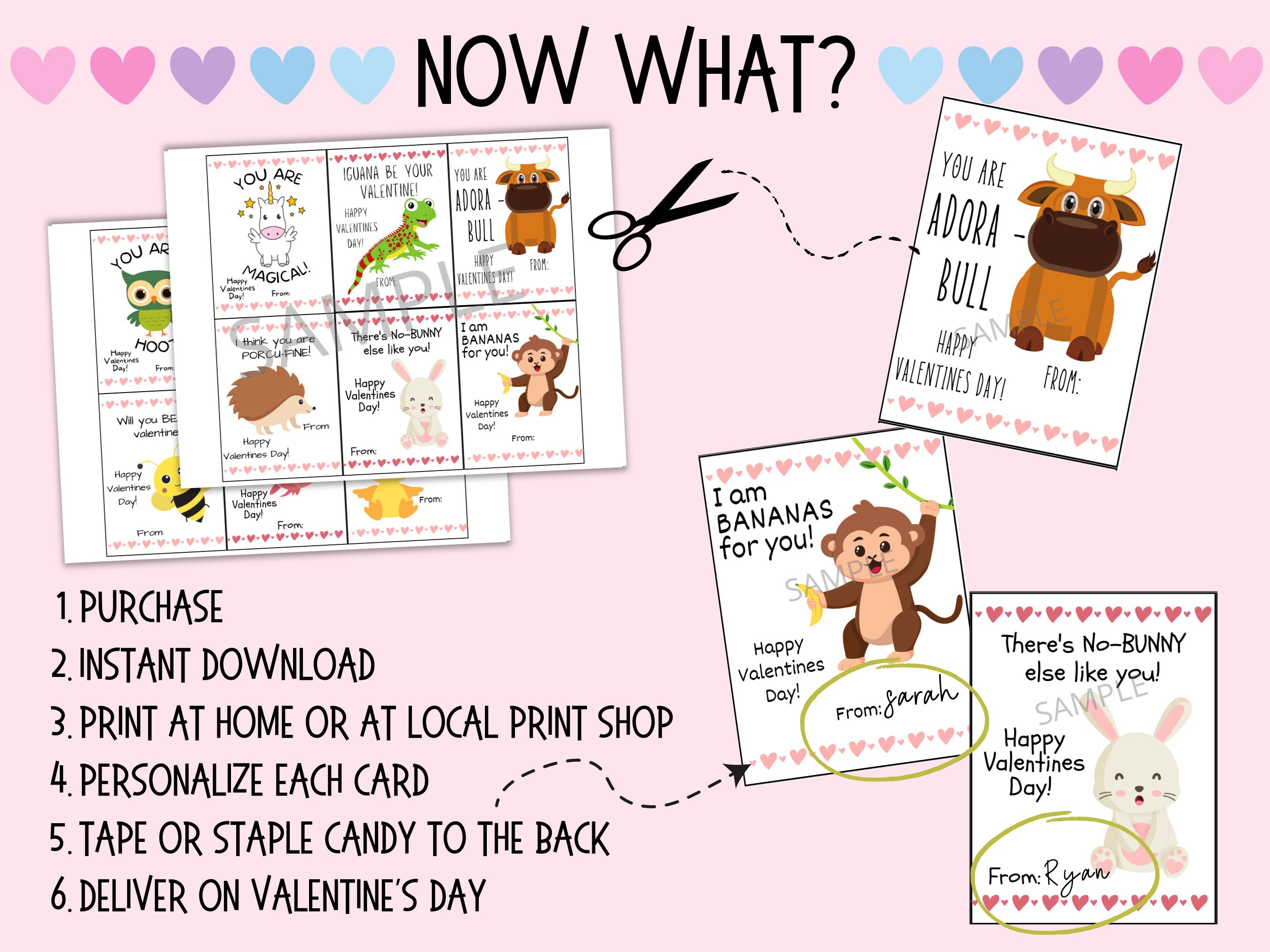 Cute Animal Valentines Day Cards | Printable Animal Valentines for Kids ...