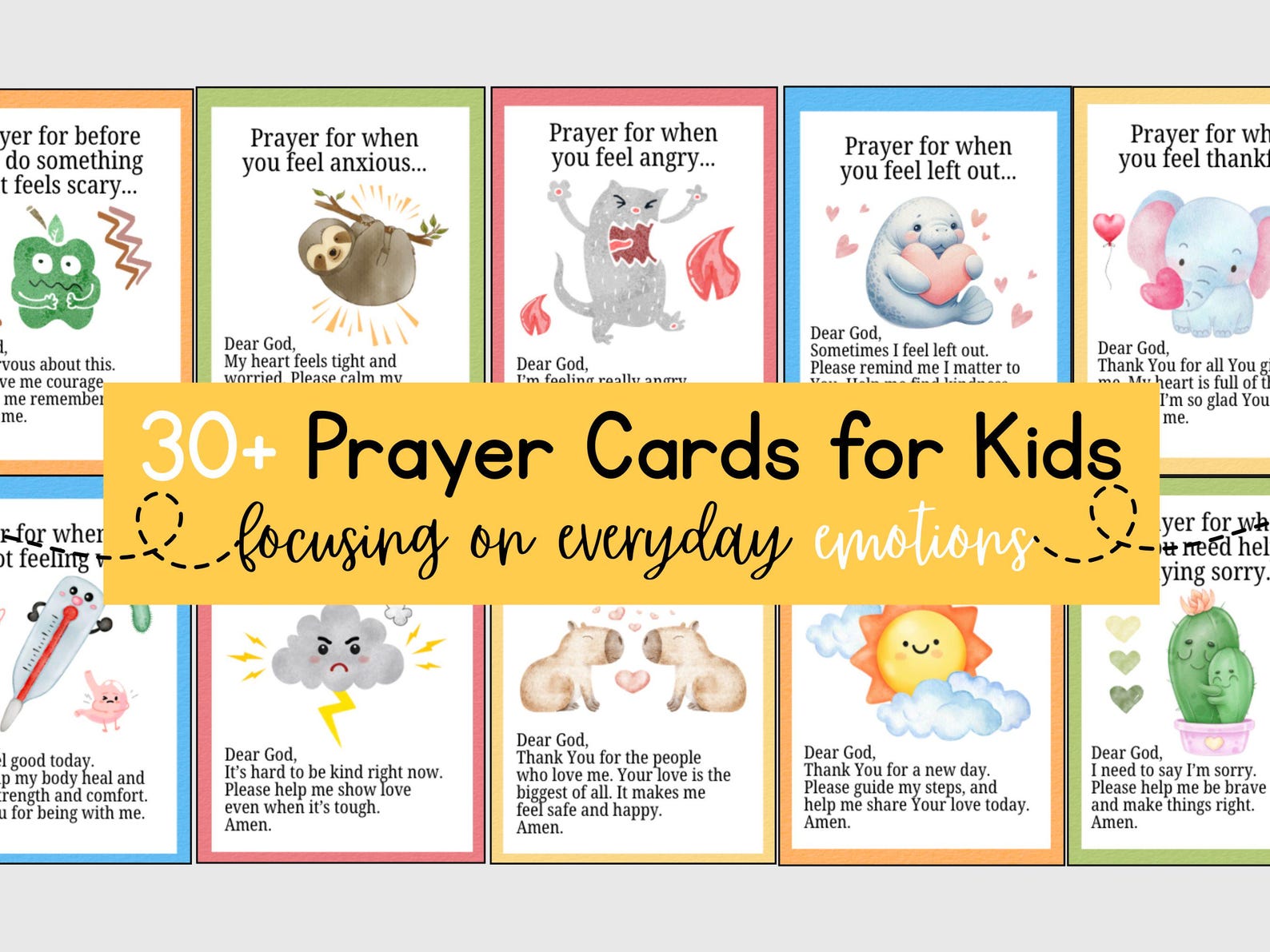 Printable Prayer Cards for Kids | 30 Emotions-based Christian Prayers ...
