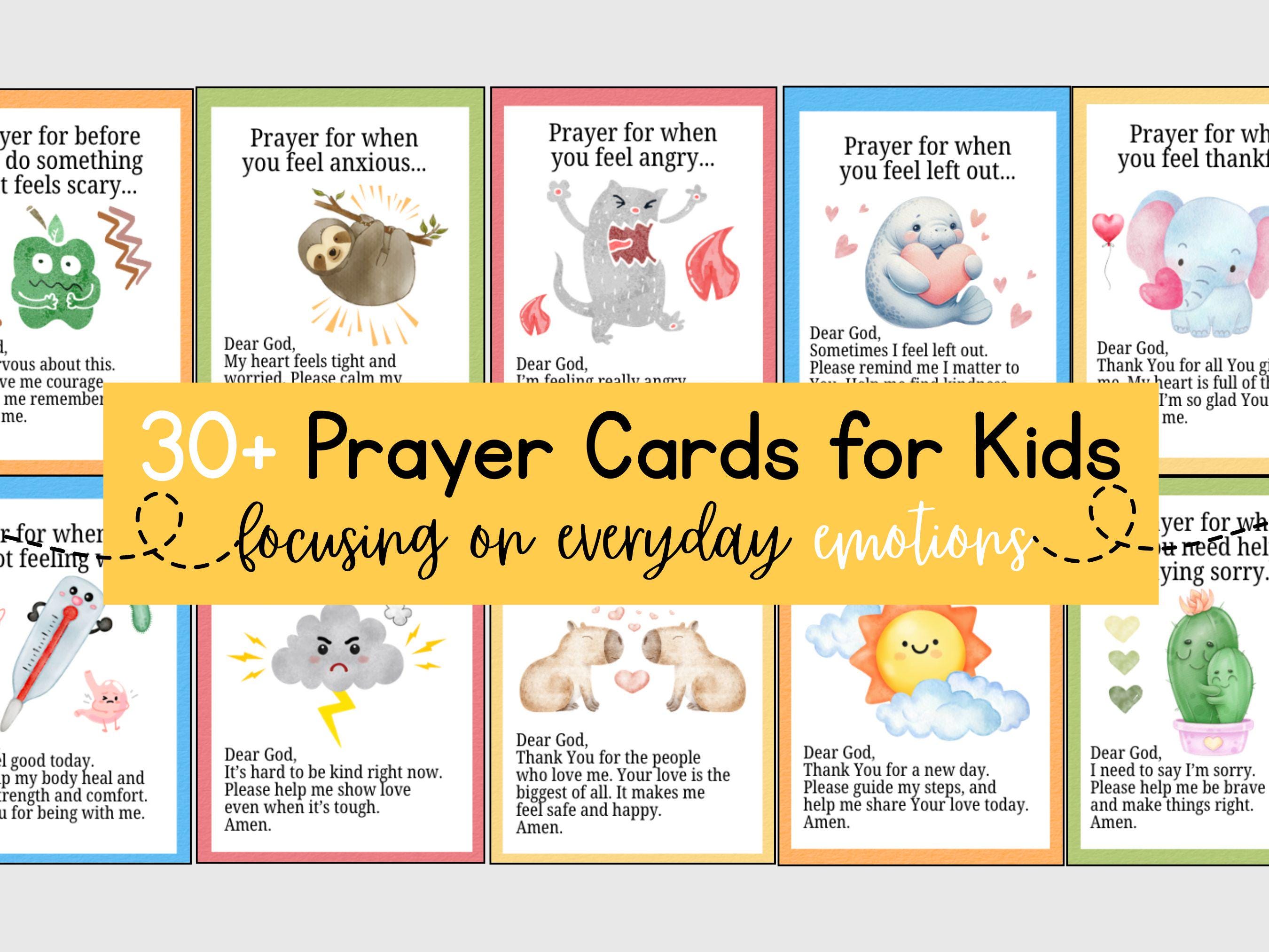 Printable Prayer Cards for Kids | 30 Emotions-based Christian Prayers ...