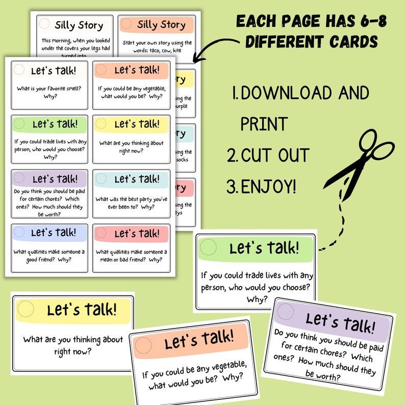 Printable Conversation Starters for Kids & Families | 54 Let’s Talk ...