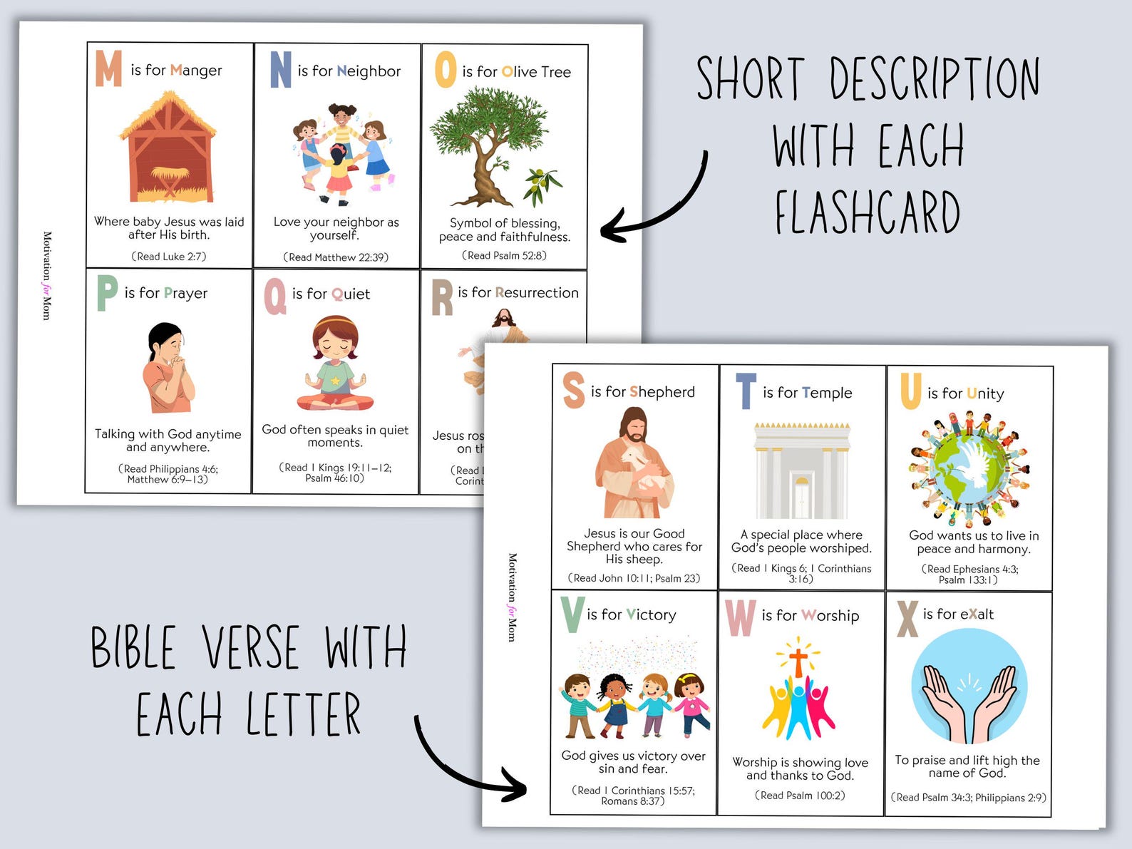 ABC Bible Flashcards | Printable Alphabet Flashcards for Christian Kids ...