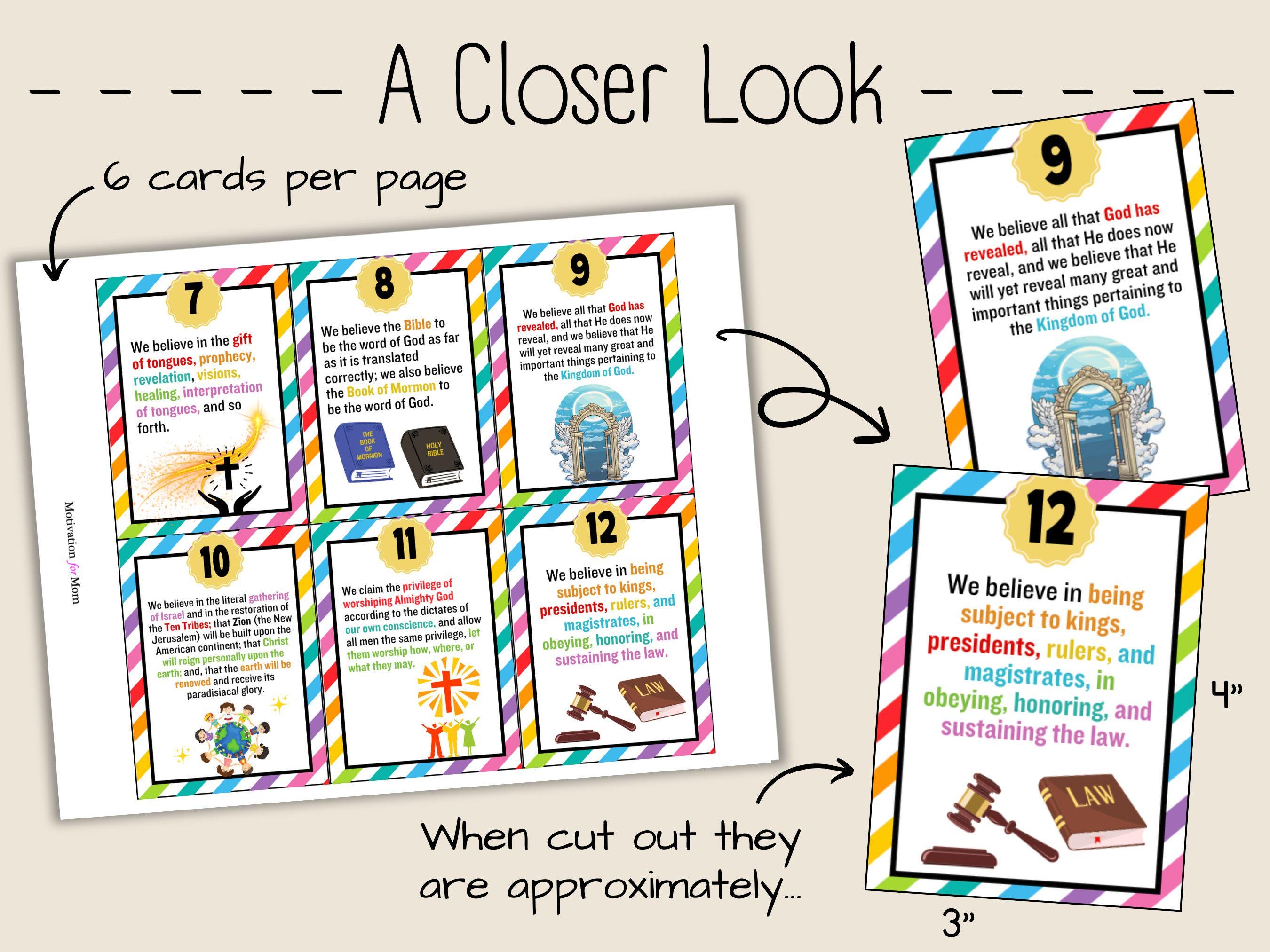 13 Articles of Faith Flashcards for Kids | Printable LDS Scripture ...