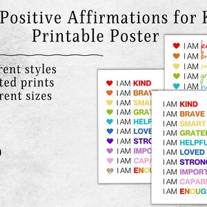 Positive Affirmations for Kids | I Am Affirmations Poster ...