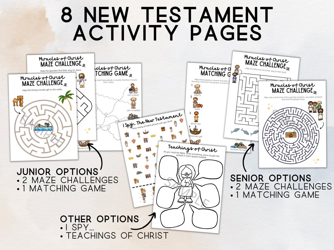 New Testament Kids Activity Bundle Printable Bible Games for Kids New ...