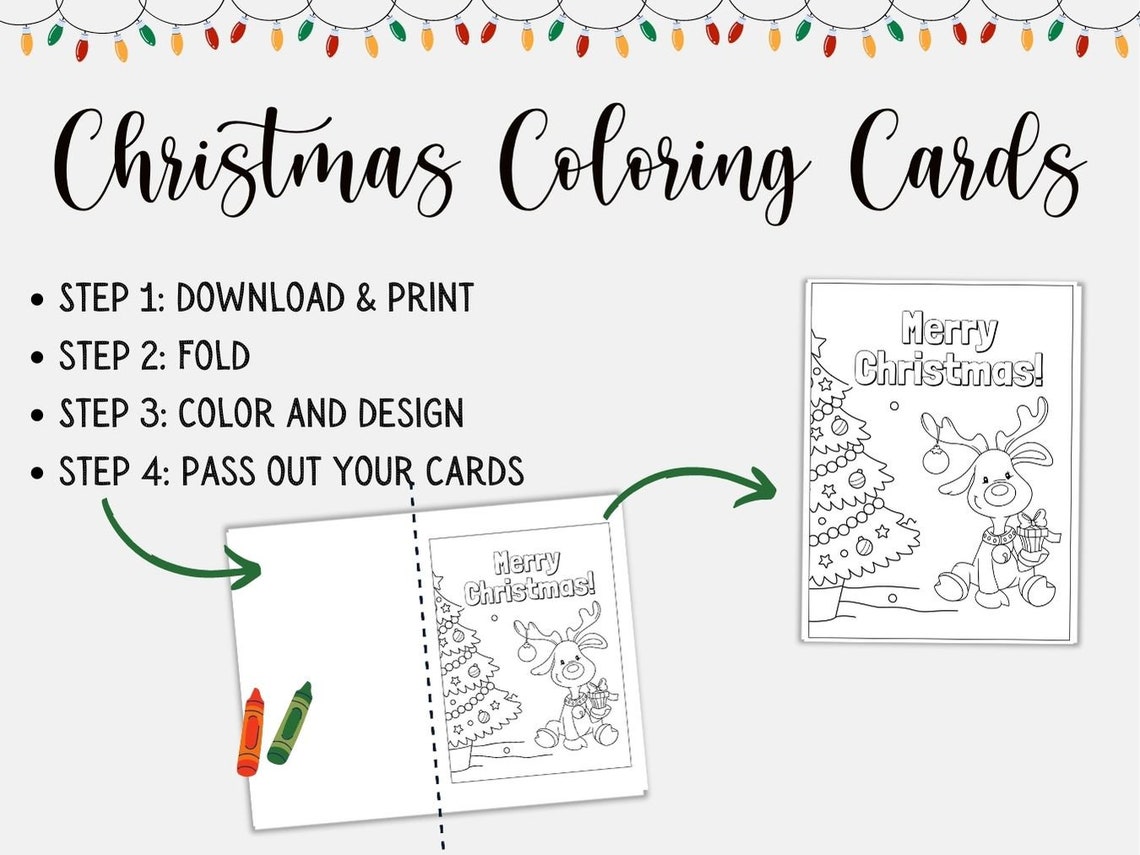 Christmas Card Coloring Pages for Kids Printable Coloring Cards DIY ...
