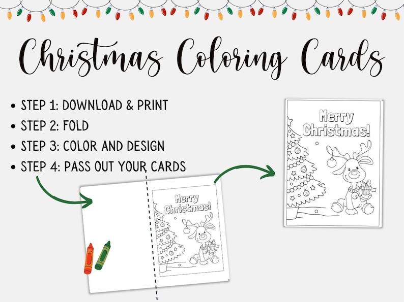 Christmas Card Coloring Pages for Kids | Printable Coloring Cards | DIY ...