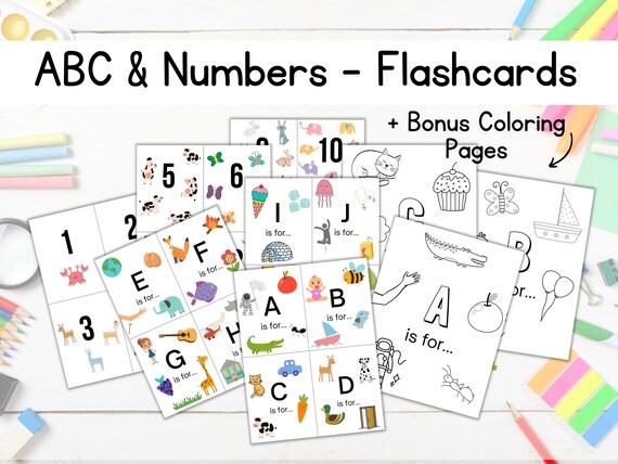 ABC Flashcards & Coloring Pages Alphabet Flashcards for Kids - Etsy